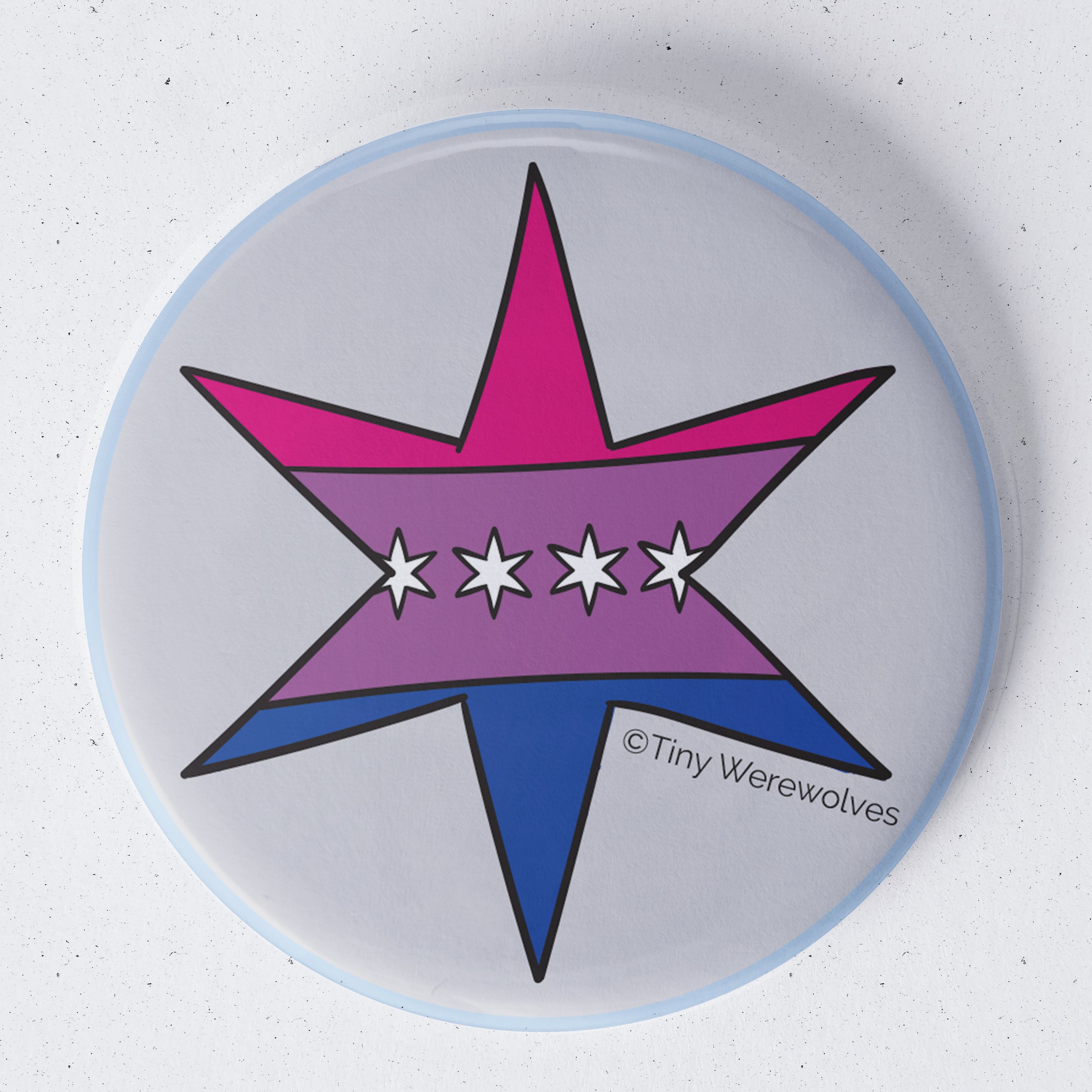 Chicago Star Bisexual Pride Flag 1.75" Button Pin – Tiny Werewolves