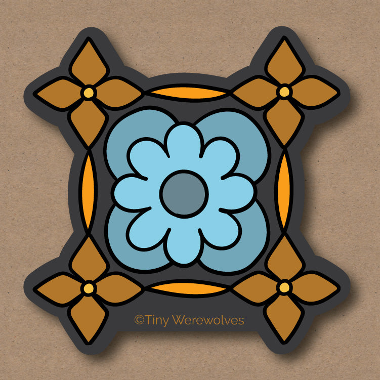 Blue Granny Square Sticker – Tiny Werewolves