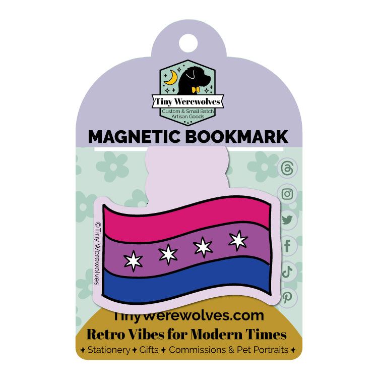 Chicago Bisexual Flag Laminated Magnetic Bookmark – Tiny Werewolves