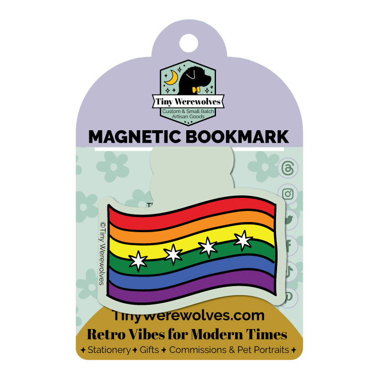 Chicago Rainbow Pride Flag Laminated Magnetic Bookmark – Tiny Werewolves