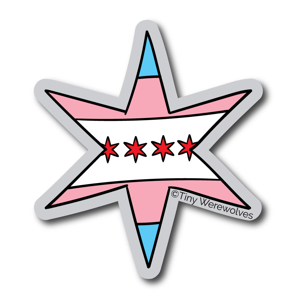 Chicago Star Transgender Pride Flag Sticker – Tiny Werewolves
